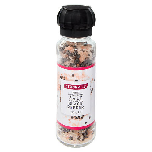 Himalayan Pink Salt With Whole Black Pepper Grinder 185g